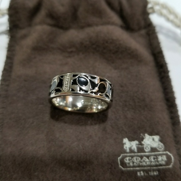 Coach | Jewelry | Coach Ring Set Black Silver | Poshmark